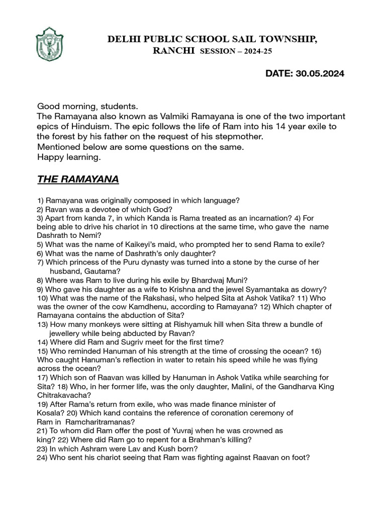 Ramayana Quiz | PDF