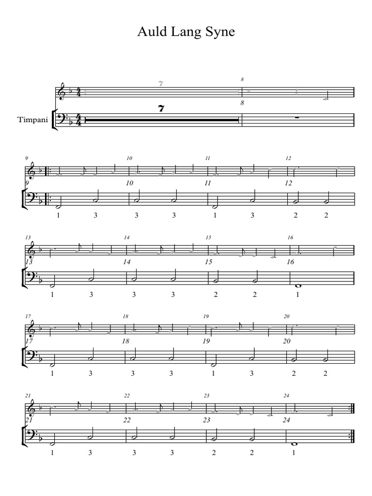 Auld Lang Syne Timp - Full Score | PDF