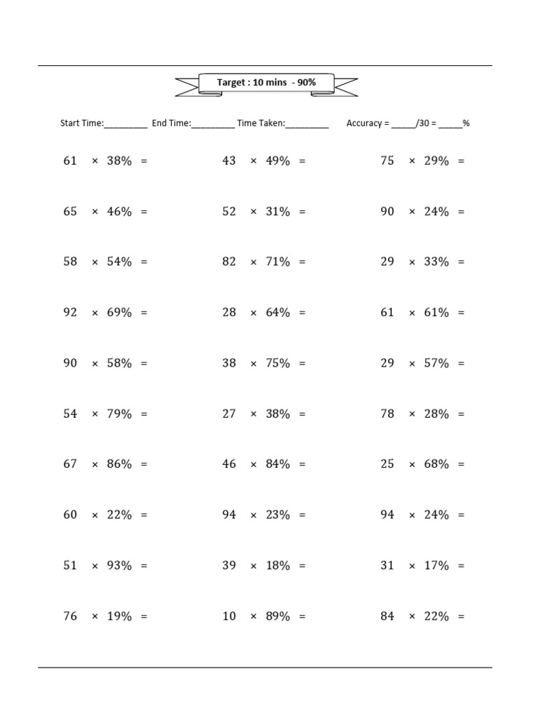 Grade 05 Percents 30 Horizontal Mul w1 01 | PDF