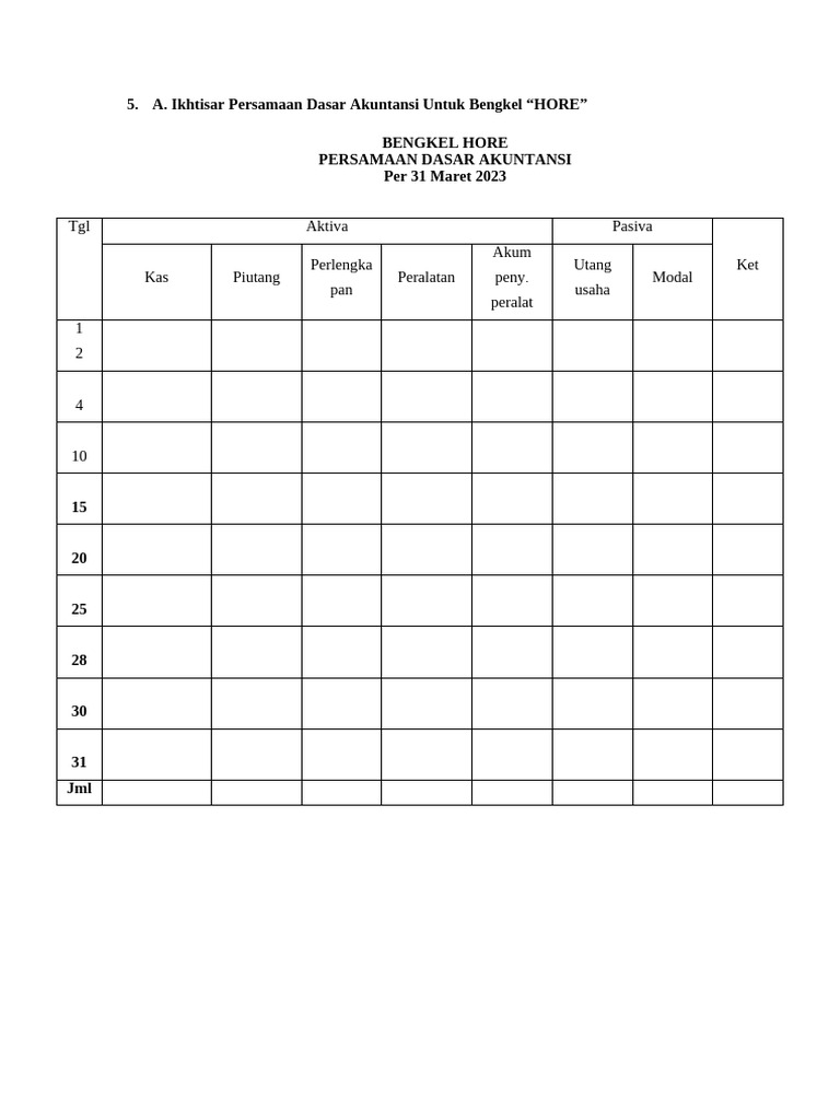 Lembar Jawaban Tabel Kosong AKUNTANSI KELAS XI IPS | PDF