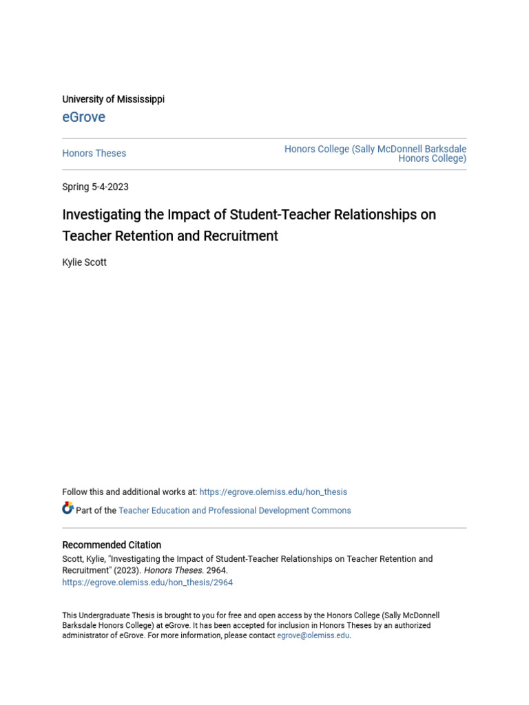 Investigating The Impact of Student-Teacher Relationships On Teac | PDF