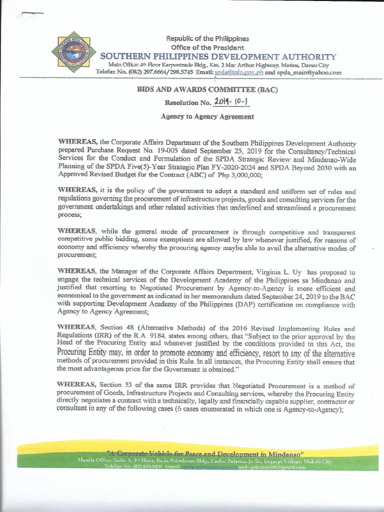 BAC Reso 2019-10-1 Agency To Agency Agreement | PDF