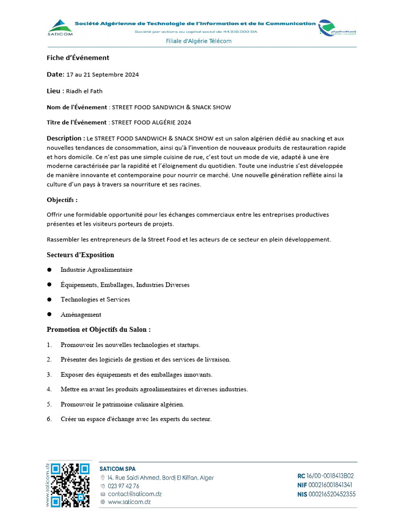 Fiche D'évenement STREET FOOD 2024 Wps | PDF Fiche D'évenement STREET FOOD 2024 Wps | PDF