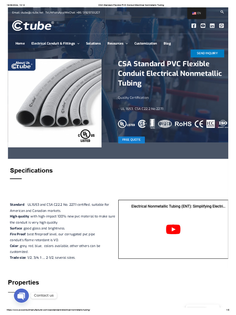 CSA Standard Flexible PVC Conduit Electrical Nonmetallic Tubing | PDF