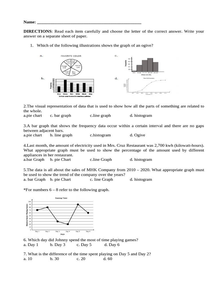 Math 7 Quiz 4th Quarter | PDF | Histogram | Chart