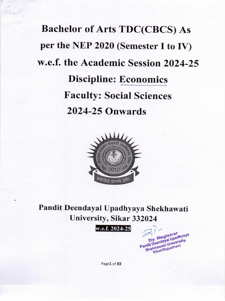 Bachlor of Arts TDC (CBCS) | PDF