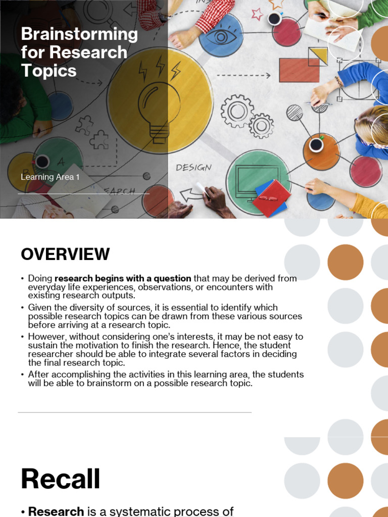 Lesson 1 Brainstorming For Research Topics | PDF