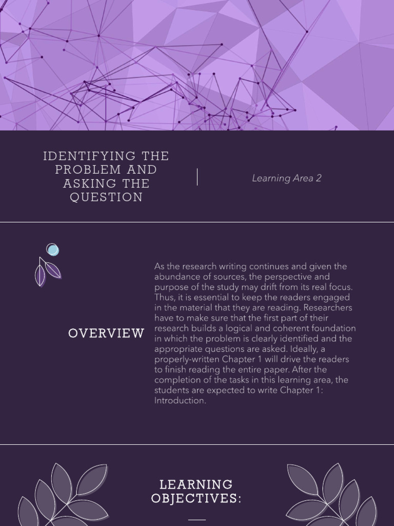 Learning Area 2 Identifying The Problem and Asking The Question | PDF