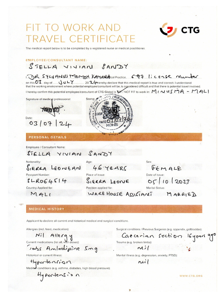 Medical Form | PDF