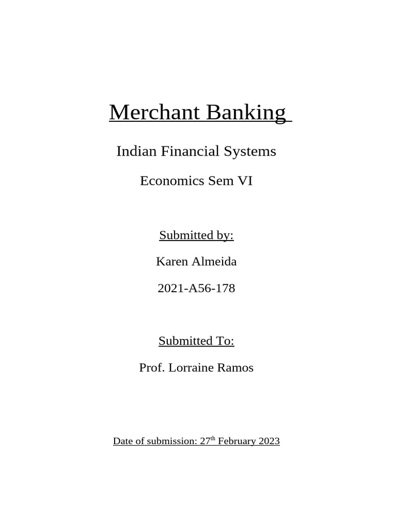 Merchant Banking Assignment | PDF