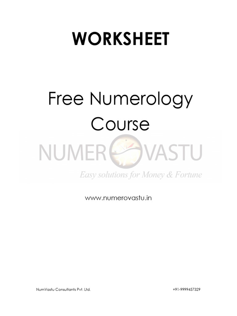 Free Numerology Course Worksheet | PDF