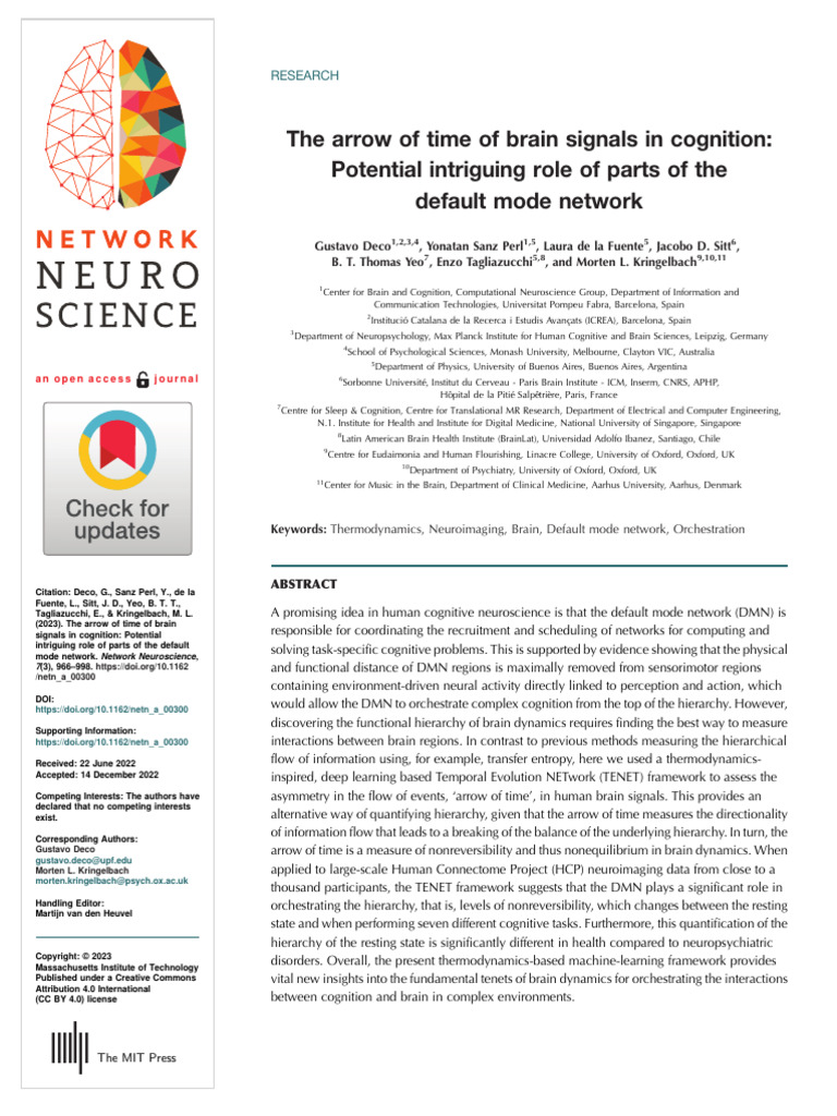 The Arrow of Time of Brain Signals in Cognition. Potential Intriguing ...