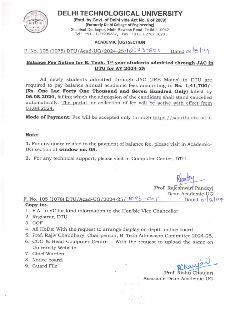 Balance Fee Notice | PDF