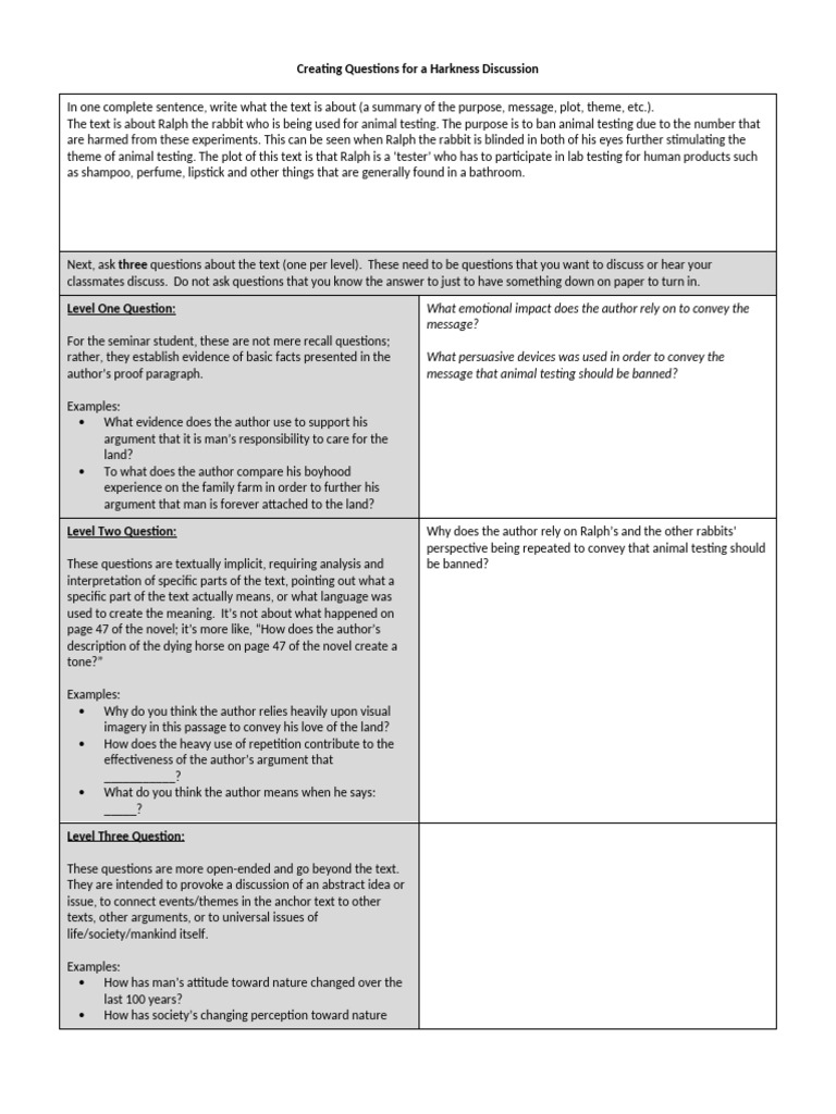 Harkness Questions | PDF | Cognition | Cognitive Science