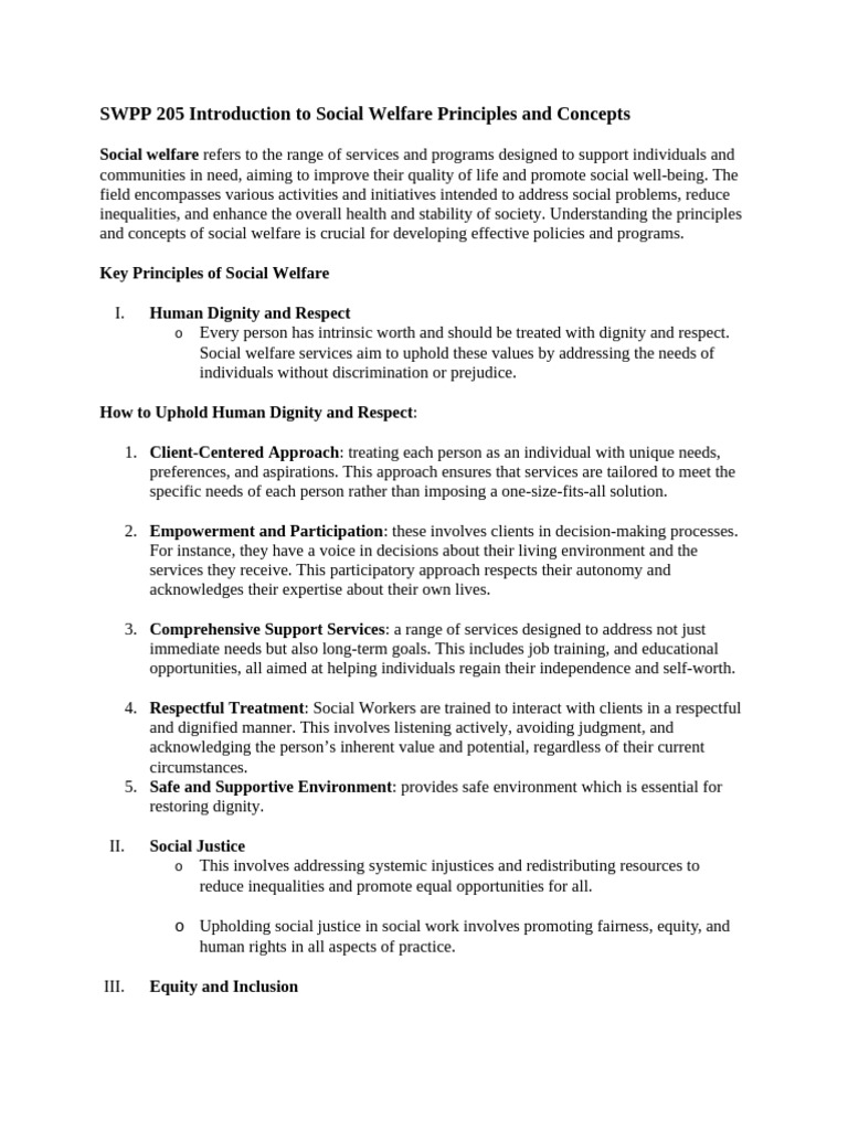 Introduction To Social Welfare Principles and Concepts | PDF