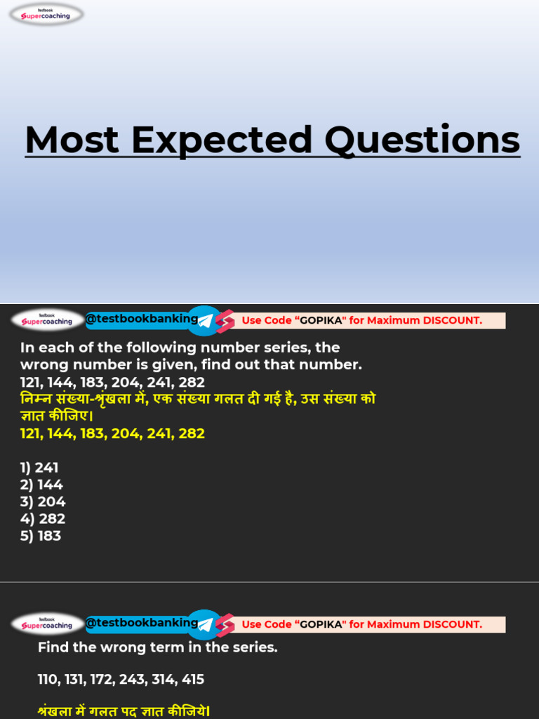 Most Expected Questions 5 Aug 2024 | PDF