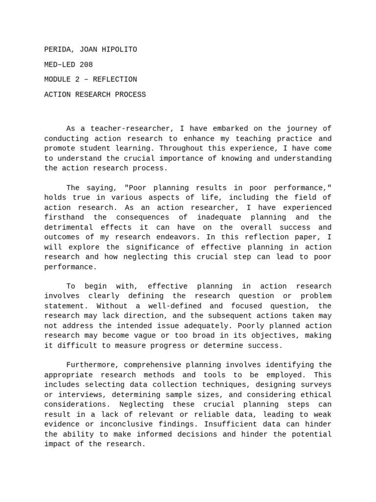 Module 2 - Reflection - Perida Joan | PDF