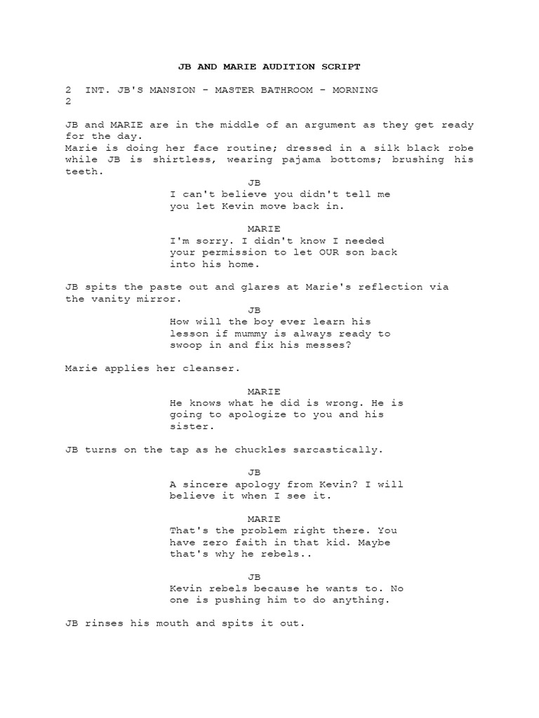 JB and Marie Audition Script | PDF