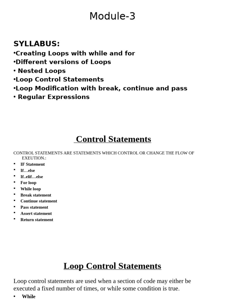 03-01.loops, Break, Continue | PDF