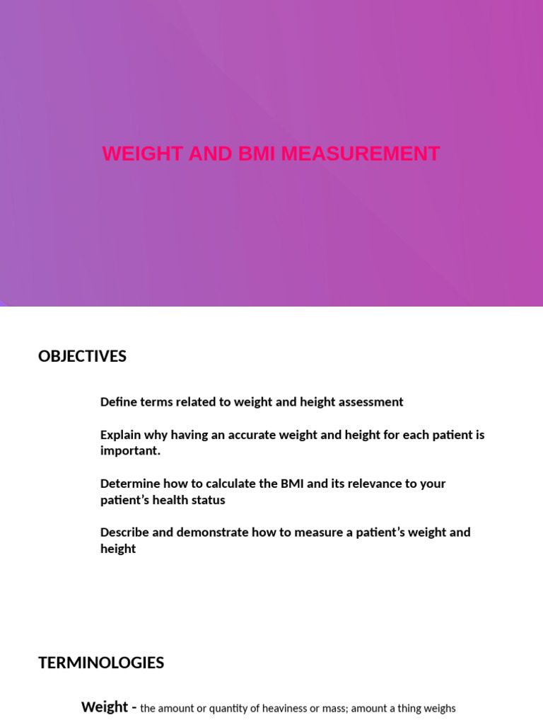 Weight and Bmi Measurement | PDF