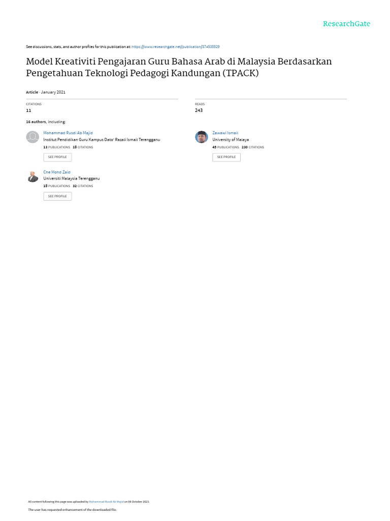 Model Kreativiti Pengajaran Guru Bahasa Arabdi Malaysia Berdasarkan ...