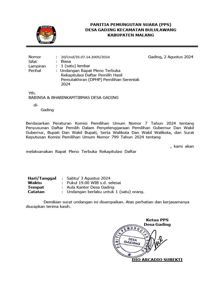 Undangan Pleno Babin - Babin | PDF