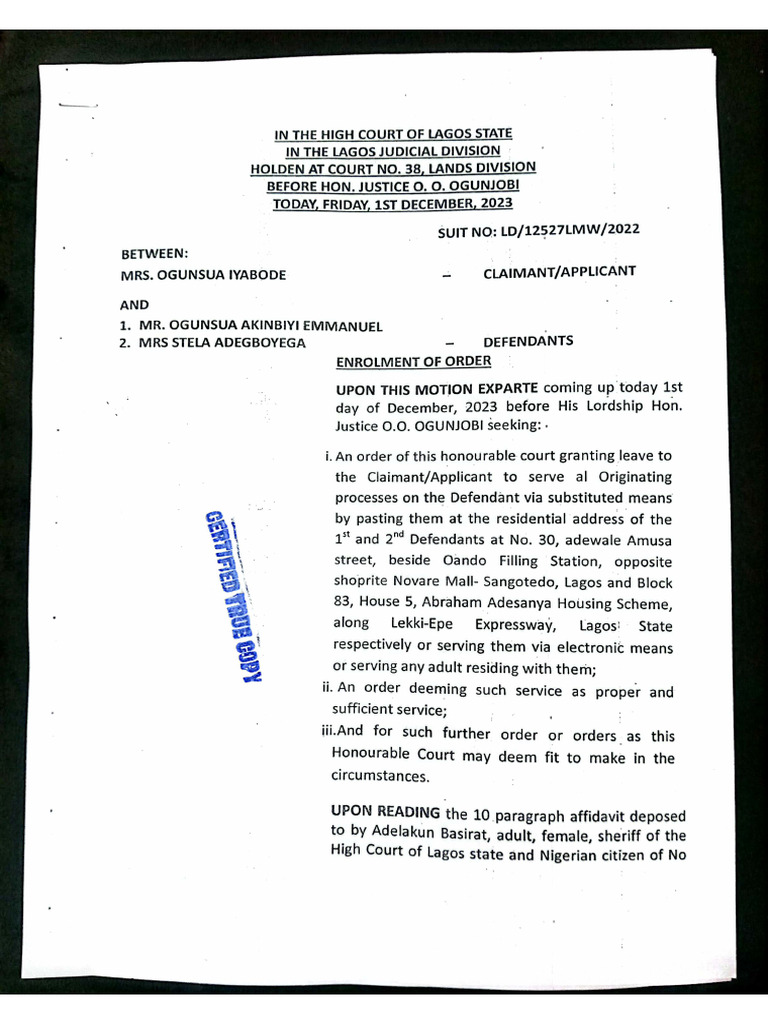 Order For Substituted Service | PDF