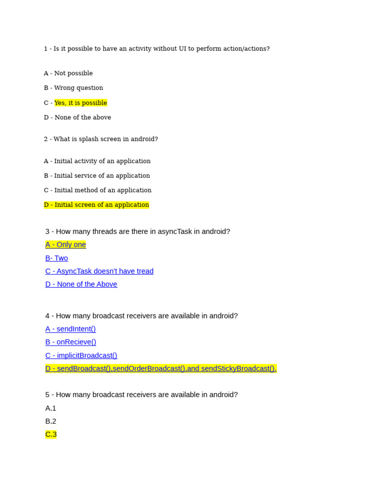 Android MCQ | PDF