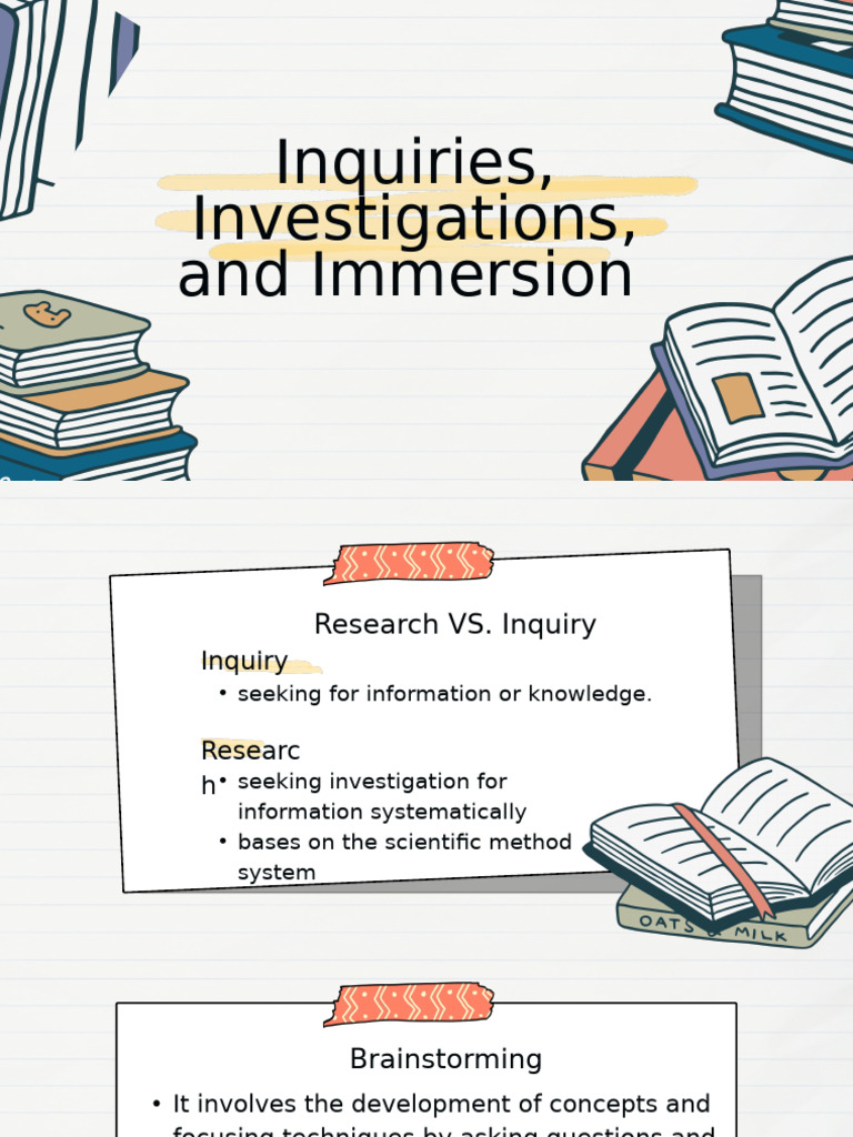 Inquiries Investigations and Immersion | PDF