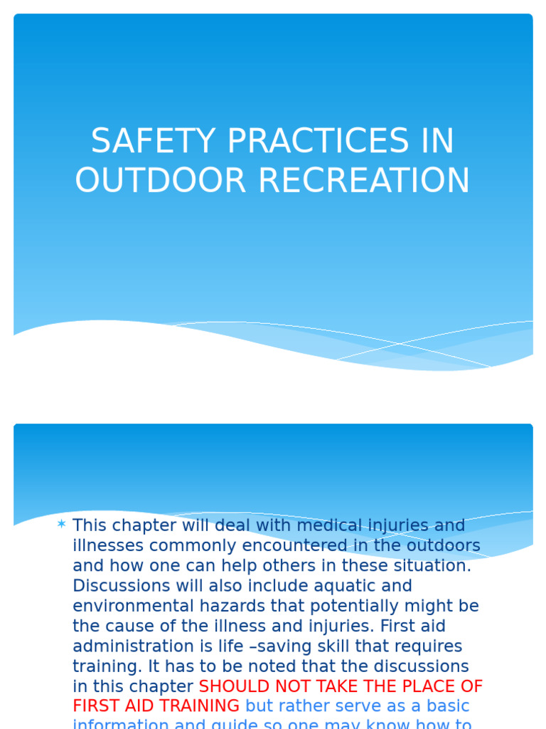 Safety Practices in Outdoor Recreation (Grade 12) | PDF