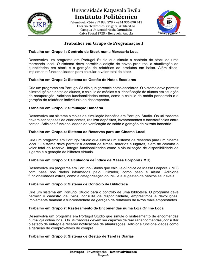 Trabalhos em Grupo | PDF