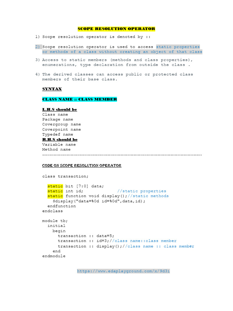 Scope Resolution Operator | PDF