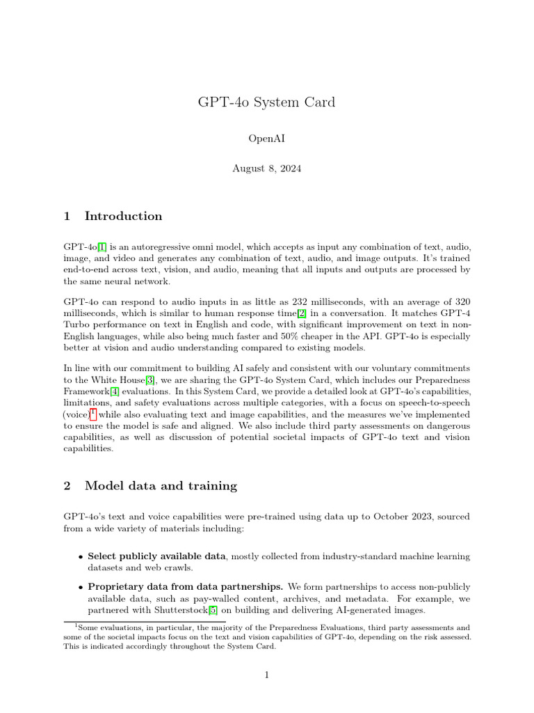 GPT 4o System Card | PDF