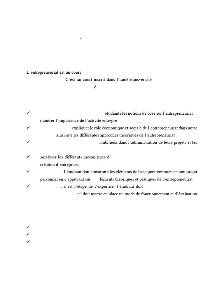 Cours Entrepreneuriat PDF | PDF