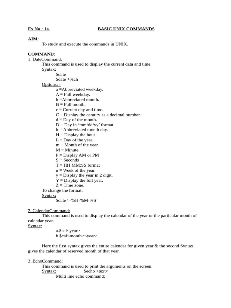 Ex. 1 - Basic Commands | PDF Ex. 1 - Basic Commands | PDF
