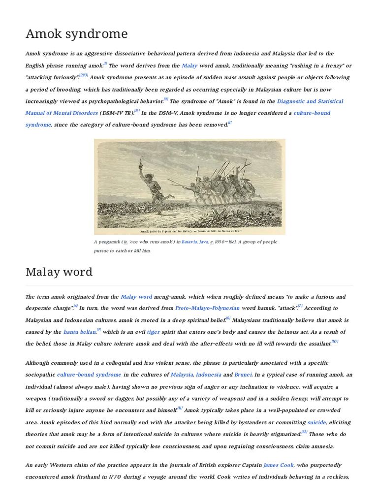 Amok Syndrome - Wikipedia | PDF
