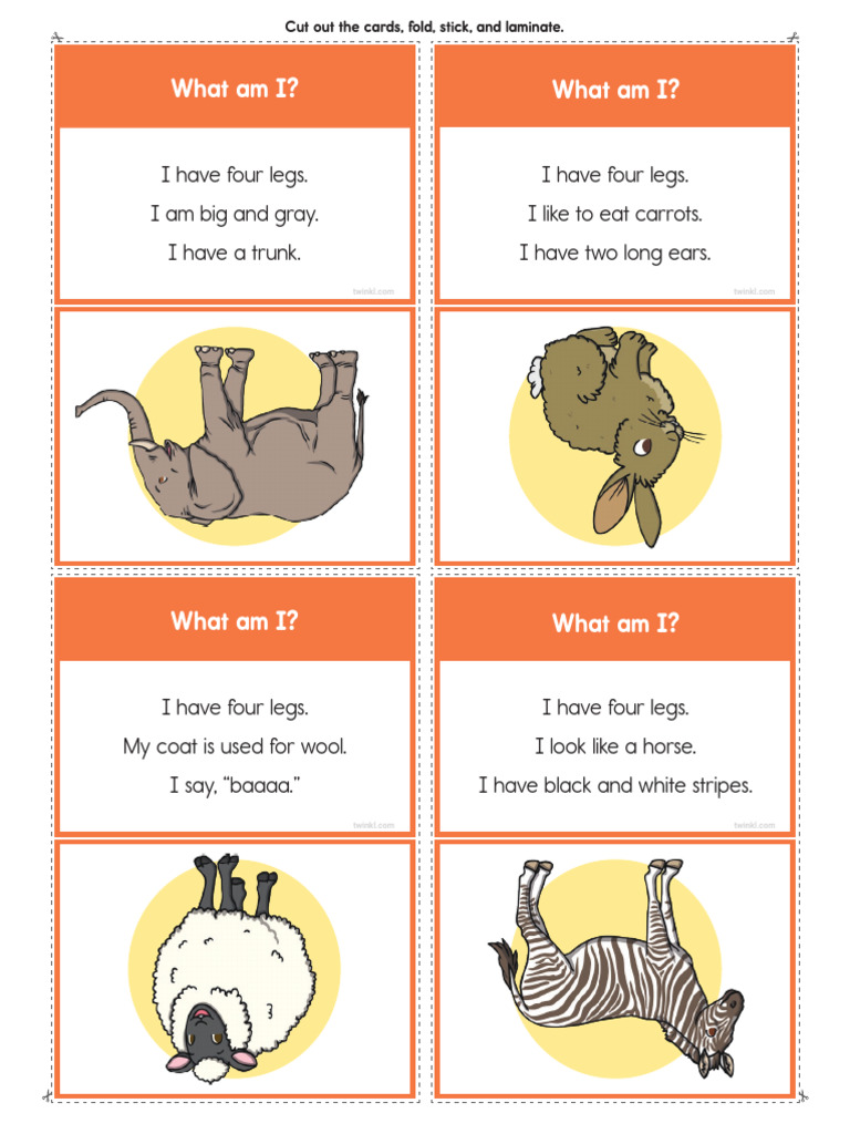 Color What Am I Guessing Animal Themed Card Game | PDF