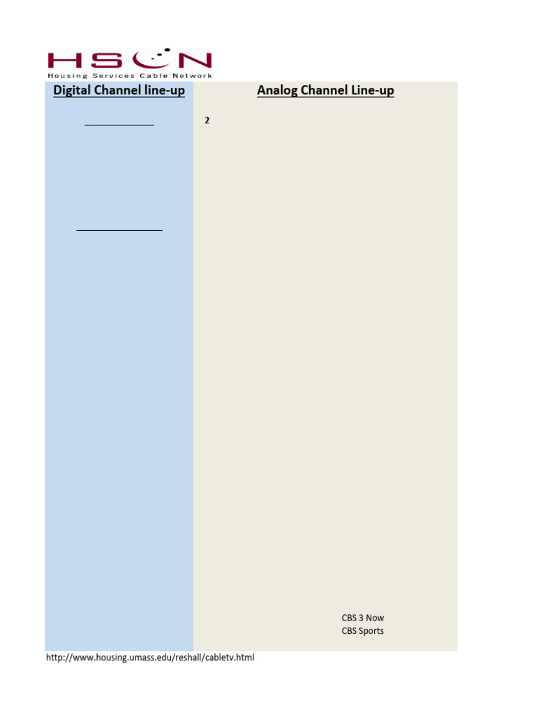 HSCN Channel Lineup | PDF