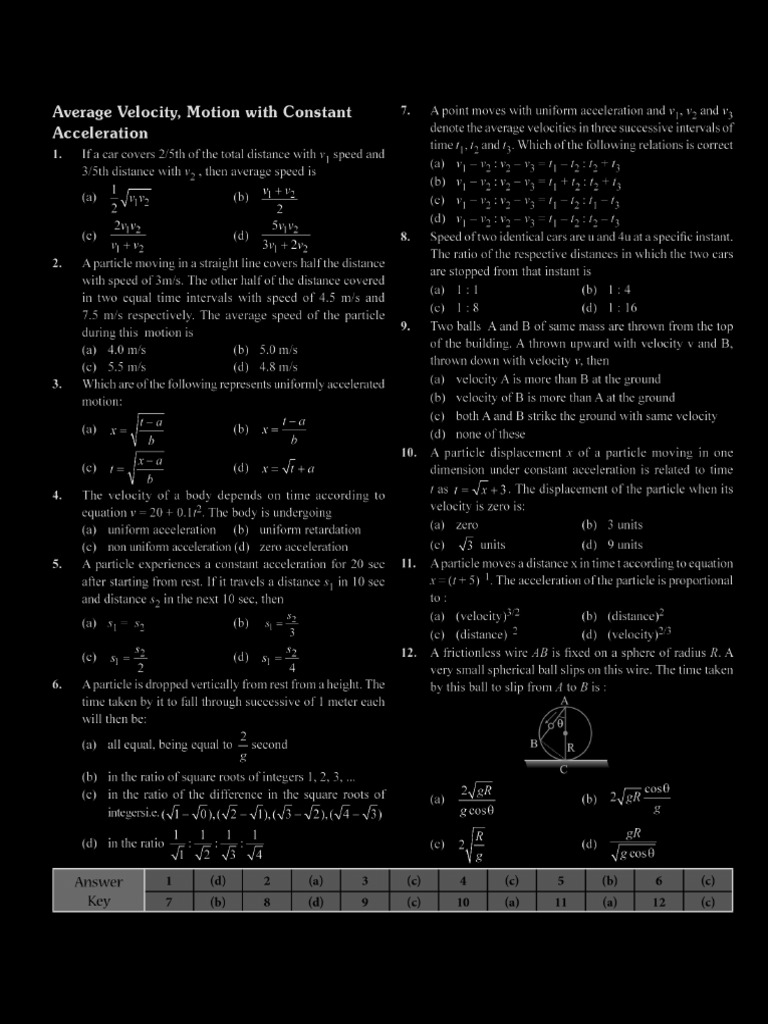 1 D Motion (Constant Acceleration) | PDF