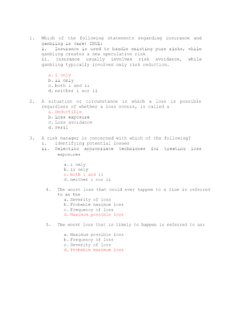 risk management MCQ | PDF
