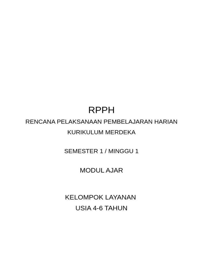 Modul Ajar RPPH TK A 4 5 Tahun Kurmer Smt1 Minggu 1.docx 20240729 034757 0000 | PDF