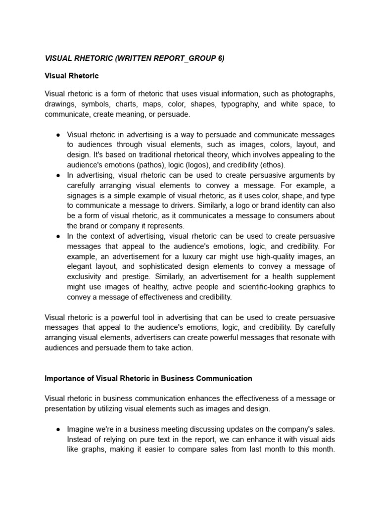 Group 6 - Visual Rhetoric Written Report | PDF Group 6 - Visual Rhetoric Written Report | PDF