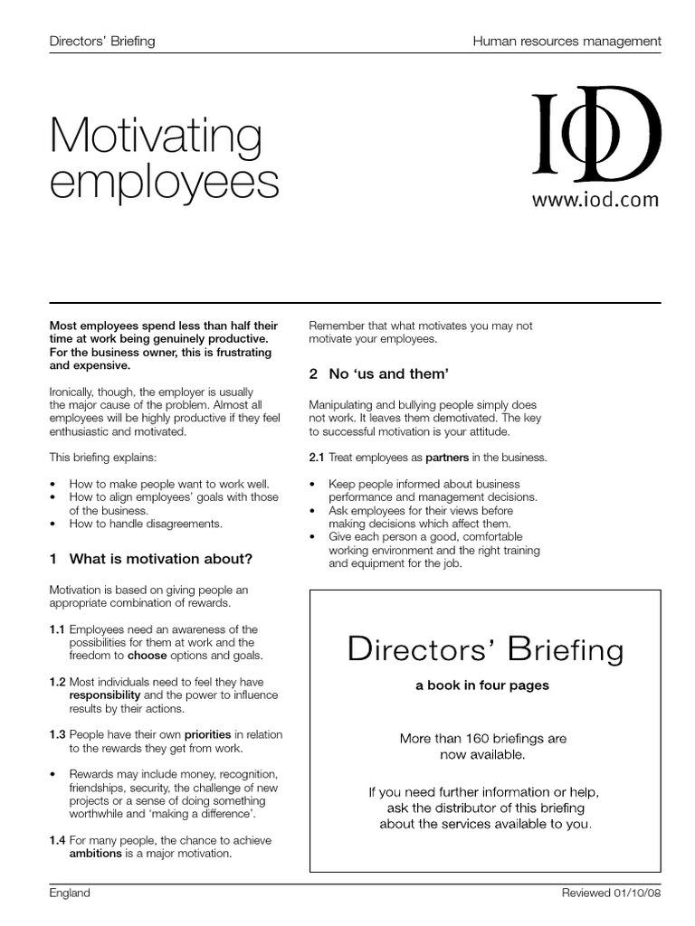 Factsheet How To Motivate Your Overworked Staff | PDF