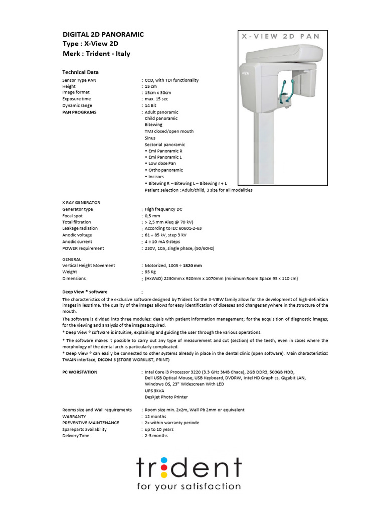 Spesifikasi X-View 2D PAN | PDF