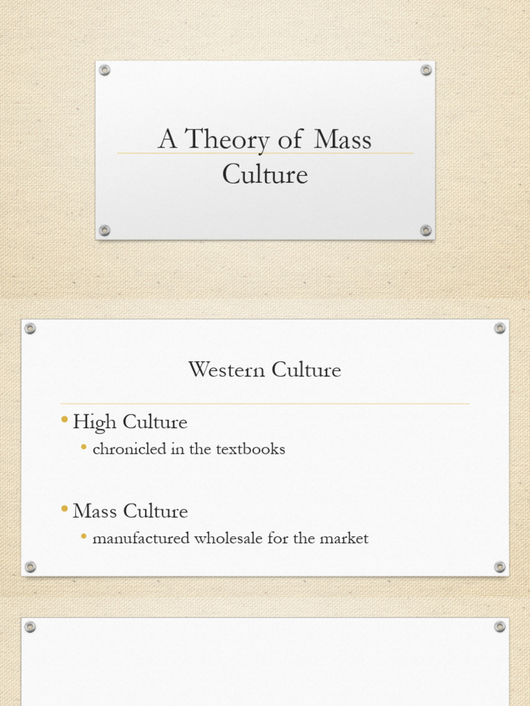 2.2 A Theory of Mass Culture | PDF