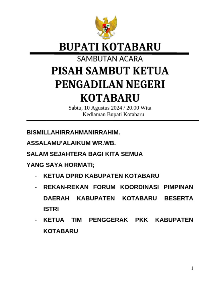 Pisah Sambut Kepala PN | PDF