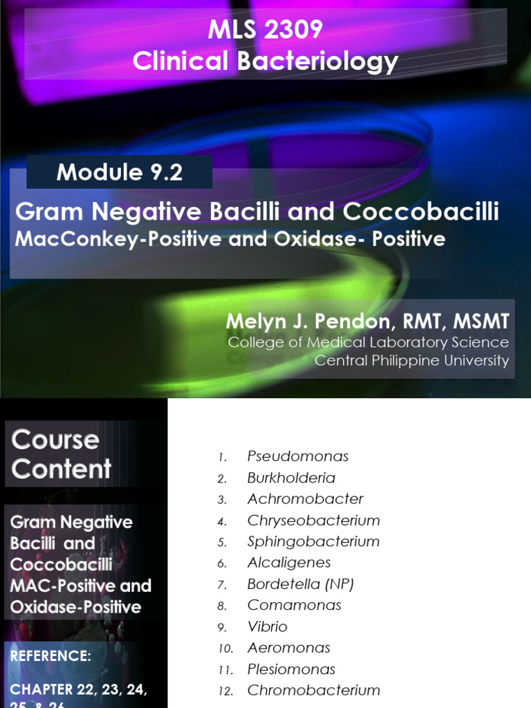 9.2. Gram Negative Bacilli. MAC Pos. OXI Pos | PDF