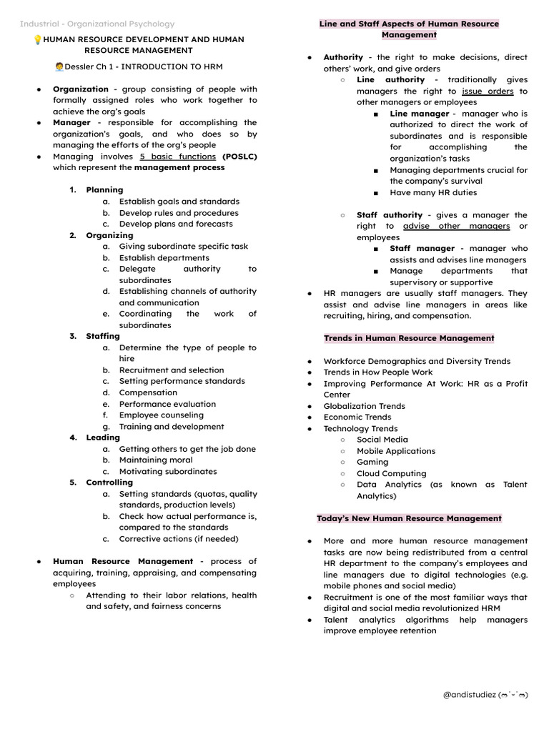 HRM & HRD - Dessler CH 1, 8-10 | PDF