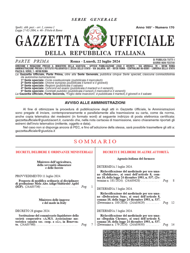 Gazzetta Ufficiale: Della Repubblica Italiana | PDF