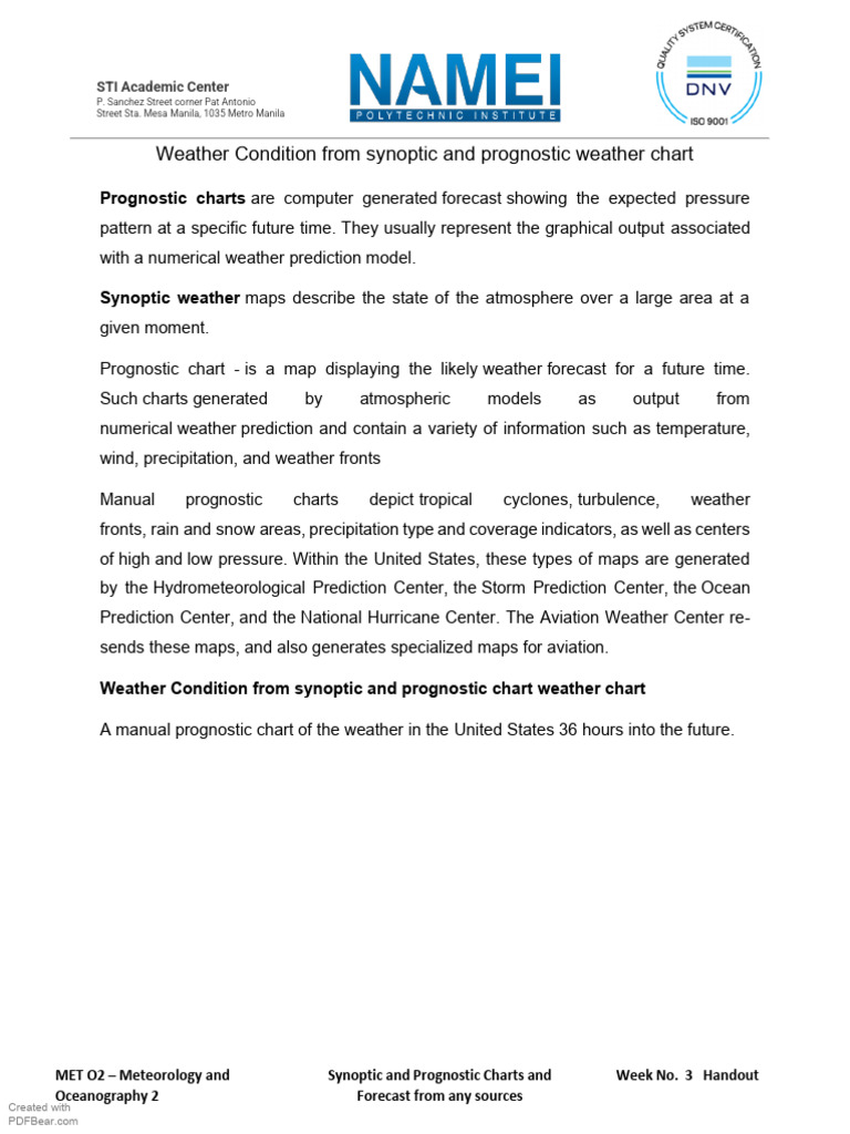 3rd Week - Synoptic and Prognostic Charts (Sent 23-09-21) | PDF